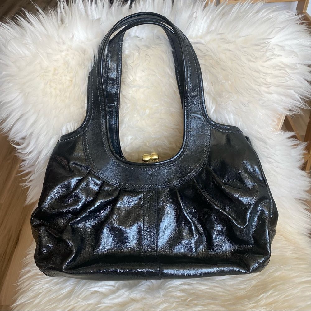 Coach Black Patent Leather Ergo Pleated Frame Satchel… - Gem